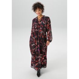 Aniston Plus Damen Aniston PLUS Maxikleid in Chiffon mit Blumen Print schwarz 50, N-Gr