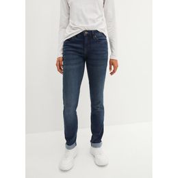 bonprix Damen bonprix Straight-Jeans &raquo;Straight Jeans Mid Waist, Stretch&laquo; mit Aufschlag, im Five-Pocket-Style blau 34, K-Gr
