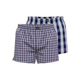 Bugatti Boxershorts &raquo;Helsinki&laquo; 2er Pack, 2 bequem, atmungsaktiv, Popeline, Baumwolle, Knopfleiste, locker blau-mittel-karo 7 (XL) - 2 2 7 (XL) Web...