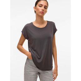 V&eacute;ro Moda Vero Moda Damen Rundhalsshirt &raquo;VMAVA PLAIN SS TOP GAJRS NOOS&laquo; Materialmix, regular fit grau S