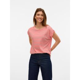 V&eacute;ro Moda Vero Moda Damen Rundhalsshirt &raquo;VMAVA PLAIN SS TOP STRIPE GA JRS NOOS&laquo; Materialmix, regular fit L