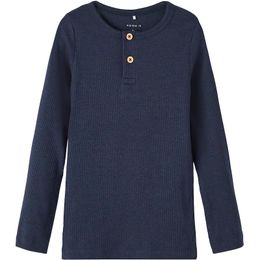 name it Jungen Langarmshirt &raquo;NMMKAB LS TOP NOOS&laquo; Im Henley-Stil - mit kurzer Knopfleise, normal geschnitten blau 122/128