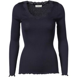 rosemunde Damen rosemunde Langarmshirt &raquo;Babette Silk Blouse&laquo; Langarm, mit Spitze, feminin, bequem, eng, Seidenmix blau M