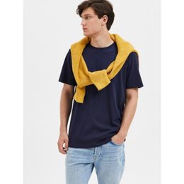 Selected Herren Selected Rundhalsshirt &raquo;SLHASPEN SS O-NECK TEE NOOS&laquo; blau XL