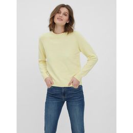 V&eacute;ro Moda VERO MODA Rundhalspullover &raquo;VMDOFFY LS O-NECK BLOUSE GA NOOS&laquo; Materialmix, regular fit Lemon Meringue Detail:MELANGE S S Kuscheliger Basic Pullover...