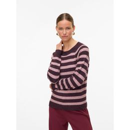 V&eacute;ro Moda Vero Moda Damen Rundhalspullover &raquo;VMDOFFY LS O-NECK BLOUSE GA NOOS&laquo; Materialmix, regular fit braun S