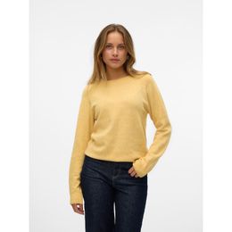 V&eacute;ro Moda Vero Moda Damen Rundhalspullover &raquo;VMDOFFY LS O-NECK BLOUSE GA NOOS&laquo; Materialmix, regular fit gelb M