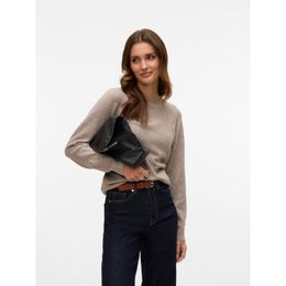 V&eacute;ro Moda Vero Moda Damen Rundhalspullover &raquo;VMDOFFY LS O-NECK BLOUSE GA NOOS&laquo; Materialmix, regular fit grau S