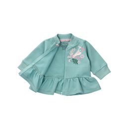 Nini Sweatjacke 'Dschungel' M&auml;dchen Gr&ouml;&szlig;e 98 cyanblau / dunkelgr&uuml;n / rosa / puder