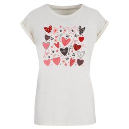 F4NT4STIC Extended Shoulder T-Shirt Cute Herzen Variety Valentinstag in Whitesand | Gr.: XS