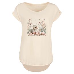 F4NT4STIC Long Cut T-Shirt Ente Ostereier Blumen K&uuml;ken in Whitesand | Gr.: S