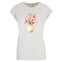 F4NT4STIC T-Shirt Rosa Fr&uuml;hlingsblumenstrau&szlig; in Vase in Whitesand | Gr.: L