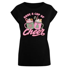 F4NT4STIC Extended Shoulder T-Shirt Have a Cup of Cheer Weihnachten in schwarz | Gr.: M