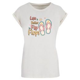 F4NT4STIC Extended Shoulder T-Shirt Life Is Better In Flip Flops in Whitesand | Gr.: XS
