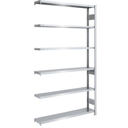 eurokraft pro Steckregal, Bauart mittelschwer, doppelseitig, HxBxT 2500 x 1300 x 300 mm, verzinkt, Anbauregal