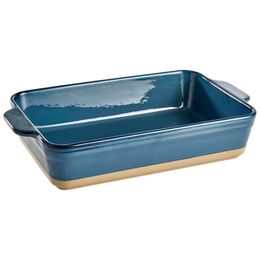 Homeware Profession. Auflaufform, Blau, Braun, Keramik, 2.1 L, rechteckig, 19.5x7x29 cm, Lfgb, backofengeeignet, Kochen, Auflaufformen