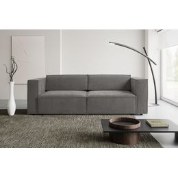 Schlafsofa WERK2 "Kansas Breite 252 cm, mit extragro&szlig;er Liegefl&auml;che 202x152 cm", grau, B:252cm H:76cm T:99cm, 100% Polyester, Sofas, Schlafsofa, Pflegeleichte Bez&uuml;ge: aktuellen Cord- oder weichem Strukturstoff