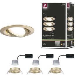Paulmann LED Einbauleuchte "LED Einbauleuchte 3-Step-Dim Nova Coin rund 84mm 50 Gold matt", gold (goldfarben), 3, &Oslash; 8,4cm H: 2,2cm, 3 Stk., Leuchten, mehrere Helligkeitsstufen