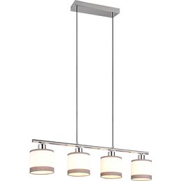 REALITY LEUCHTEN Pendelleuchte "DAVOS, H&auml;ngeleuchte 4-flammig exkl 4x E14 max 10W h&ouml;henverstellbar", silber (chrom wei&szlig;), 4, &Oslash; 12cm H: 150cm, 1 Stk., Leuchten, H&auml;ngelampe mit Stoffschirmen 2-farbig H&ouml;he bis max 150cm verstellbar, Pendelleuchte