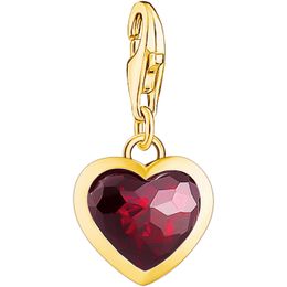 Charm Herz Thomas Sabo "Charm Rot", gold (gelbgoldfarben, rot, rot), Charms, Damen, Silber 925 (recycelt), mit Zirkonia (synth.)