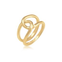 Fingerring Elli "Verdreht Schlaufe Trend Casual 925 Silb" Gr. 52, gold, Fingerringe, Damen, 52mm, ohne Stein, Silber 925 (Sterlingsilber), Fingerring