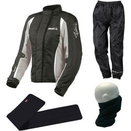Nerf Motorradkombi NERVE Gr. 42, silber (schwarz, silberfarben), Overalls, Damen, 42, N-Gr, Obermaterial: 100% Polyester. Innenseite: 100% Polyester
