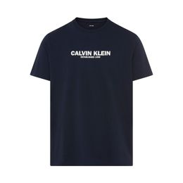 T-Shirt Calvin Klein, Damen, Gr. L, schwarz sapphire, Single Jersey, Obermaterial: 100% Baumwolle, unifarben, regular fit normal, Rundhals, abgesteppte Kante, Shirts T-Shirt, Regular Fit, Rundhalsausschnitt, Logodruck
