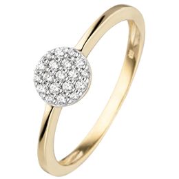 Goldring Jobo "Ring Damenring" Gr. 50, gelbgold 333, Fingerringe, Damen, 50, Gelbgold 333, Goldring, 333 Gold bicolor mit 19 Zirkonia