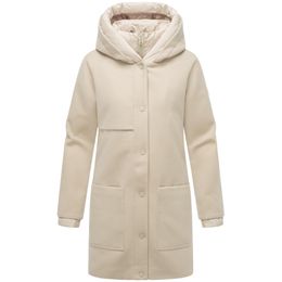 Kurzmantel Navahoo "Flauschwunder 14", Damen, Gr. XXL (44), beige, Obermaterial: 90% Polyacryl, 8% Viscose, 2% Elastan; Obermaterial 2: 100% Polyester; Innenfutter: 100% Polyester; Wattierung: 100% Polyester; &Auml;rmelfutter: 100% Polyester, gerade Po-bedeckend, hoch geschlossener Ausschnitt, eng normaler Saum, M&auml;ntel Kurzmantel, Damen Mantel in Wollmantel-Optik mit abnehmbarem Einsatz