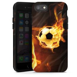 DeinDesign iPhone SE (2022) Handy Panzer Handyh&uuml;lle robuste Outdoor H&uuml;lle Schutzh&uuml;lle matt Ball Fire Soccer Tough Case
