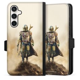 DeinDesign Galaxy S23 FE Handy Klapph&uuml;lle Handyh&uuml;lle aus Kunst Leder schwarz Flip Case Official Licensed Product The Mandalorian Star Wars Sideflip mit Lasche