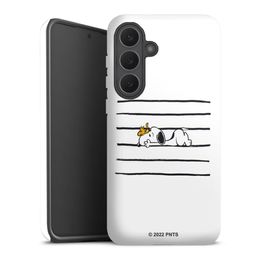 DeinDesign Galaxy S25 FE Handy Panzer Handyh&uuml;lle robuste Outdoor H&uuml;lle Schutzh&uuml;lle matt Snoopy Dog Peanuts Tough Case