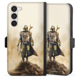 DeinDesign Galaxy S23+ Handy Klapph&uuml;lle Handyh&uuml;lle aus Kunst Leder schwarz Flip Case Official Licensed Product The Mandalorian Star Wars Sideflip mit Lasche