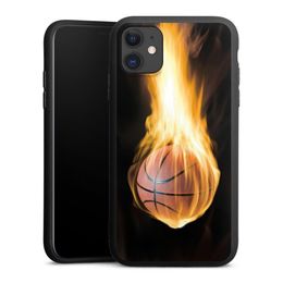DeinDesign iPhone 11 Handy Premium Silikon H&uuml;lle Handyh&uuml;lle schwarz Case Fire Basketball Sports Silikon Premium Case
