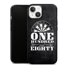 DeinDesign iPhone 14 Handy Silikon H&uuml;lle Case schwarz Handyh&uuml;lle Sports Darts Spruch