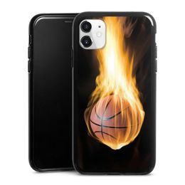 DeinDesign iPhone 11 Handy Silikon H&uuml;lle Case schwarz Handyh&uuml;lle Fire Basketball Sports