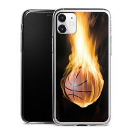 DeinDesign iPhone 11 Handy Slim Case Silikon Handyh&uuml;lle transparent H&uuml;lle extra d&uuml;nn Fire Basketball Sports Silikon Slim Case