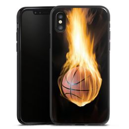 DeinDesign iPhone X Handy Silikon H&uuml;lle Case schwarz Handyh&uuml;lle Sports Basketball Fire
