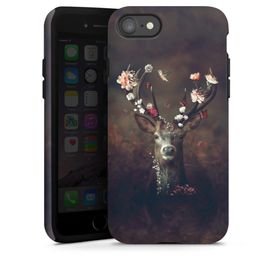 DeinDesign iPhone SE (2020) Handy Panzer Handyh&uuml;lle robuste Outdoor H&uuml;lle Schutzh&uuml;lle matt Rehe Reindeer Flowers Tough Case