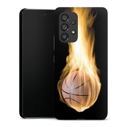 DeinDesign Galaxy A53 5G Handy Premium Case Smartphone Handyh&uuml;lle Schutzh&uuml;lle gl&auml;nzend Fire Sports Basketball Premium Case