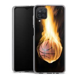 DeinDesign Galaxy A12 Handy Silikon H&uuml;lle Case transparent Handyh&uuml;lle Fire Sports Basketball Silikon Case