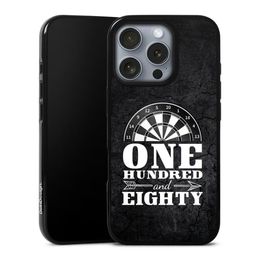 DeinDesign iPhone 16 Pro Handy Silikon H&uuml;lle Case schwarz Handyh&uuml;lle Spruch Sports Darts