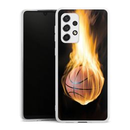 DeinDesign Galaxy A33 5G Handy Silikon H&uuml;lle Case transparent Handyh&uuml;lle Fire Sports Basketball Silikon Case