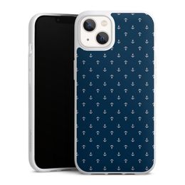 DeinDesign iPhone 13 Handy Silikon H&uuml;lle Case wei&szlig; Handyh&uuml;lle Sail Anchor Muster Silikon Case