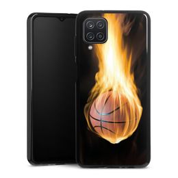 DeinDesign Galaxy A12 Handy Silikon H&uuml;lle Case schwarz Handyh&uuml;lle Fire Sports Basketball