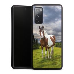 DeinDesign Galaxy S20 FE Handy Premium Silikon H&uuml;lle Handyh&uuml;lle schwarz Case Meadow Nature Horse Silikon Premium Case