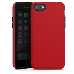 DeinDesign iPhone SE (2020) Handy Panzer Handyh&uuml;lle robuste Outdoor H&uuml;lle Schutzh&uuml;lle matt Red Unicoloured Colour Tough Case