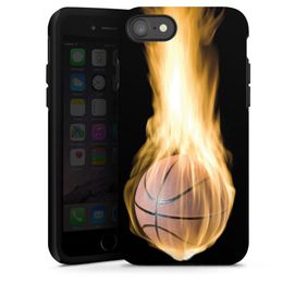 DeinDesign iPhone SE (2022) Handy Panzer Handyh&uuml;lle robuste Outdoor H&uuml;lle Schutzh&uuml;lle matt Fire Basketball Sports Tough Case