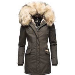 Wintermantel Navahoo "Cristal", Damen, Gr. S (36), grau (anthrazit), Oberstoff: 65% Polyester, 35% Baumwolle; Futter: 100% Polyester; Wattierung: 100% Polyester; &Auml;rmelfutter: 100% Polyester; Kunstpelz: 90% Polyacryl, 10% Polyester, tailliert Po-bedeckend, hoch geschlossener Ausschnitt, &Auml;rmel ohne &Auml;rmelschlitz Rippstrickb&uuml;ndchen, M&auml;ntel Wintermantel, stylischer Damen Winterparka mit Kunstfell-Kapuz