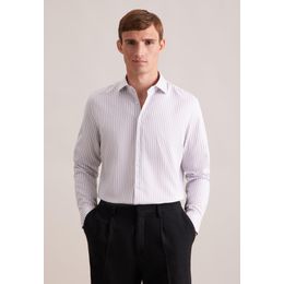 Businesshemd Seidensticker "Schwarze Rose", Herren, Gr. L (42), normale &Auml;rmell&auml;ngen, hellgrau, 100% Baumwolle, gestreift, skinny fit, 2-Knopf-Manschette, Hemden, X-Slim 1/1 Kentkragen Gestreift
